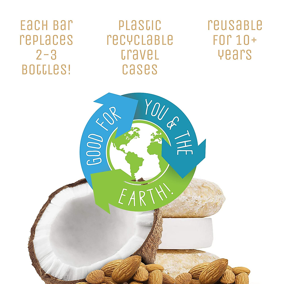 Shampoo & Condition Bars: Includes 1 Shampoo Bar + 1 Conditioner Bar. All Natural, Safe for Color Treated Hair, SLS Free, Shampoo Bars (Coconut Almond)