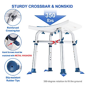 Aliseniors Shower Chair for Inside Shower - Nonslip Bath Shower Stool with Padded Seat Holes for Tub and Bathroom - Comfortable Bathing Bench for Elderly, Senior or Disabled and Handicap