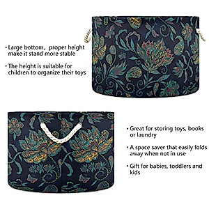ALAZA Paisley Watercolor Floral Ethnic Pattern Storage Basket Gift Baskets Large Collapsible Laundry Hamper with Handle, 20x20x14 in