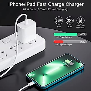 iPhone Fast Charger Car Charger Type C Kit, 20W PD USB C Wall Charger Plug + 38W USB C Car Charger + 2 X 3.3 FT Lighting Cables for iPhone 12/13/14/11/X/8, Pad