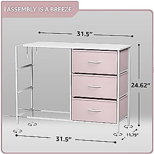 Sorbus Kids Dresser with 6 Drawers and 2 Drawer Nightstand Bundle - Matching Furniture Set - Storage Unit Organizer Chests for Clothing - Bedroom, Kids Rooms, Nursery, & Closet (Pink)