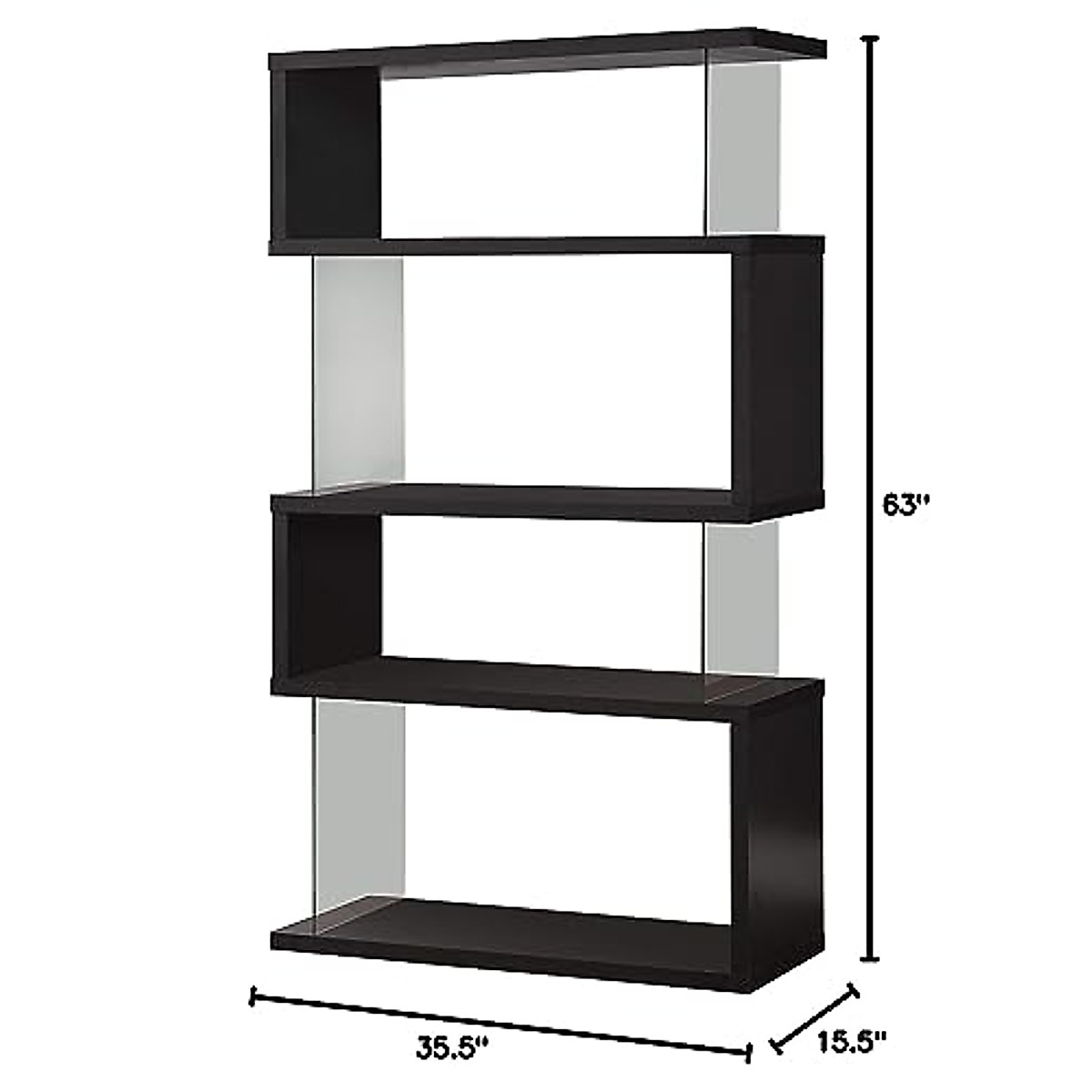 Coaster Furniture Asymmetrical Snaking Bookcase Black and Clear 800340