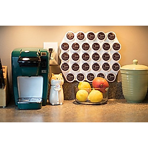 Storage Theory Peel and Stick Plastic Cafe Wall Caddy White - Kcups Holder Wall Mount with 28 Capacity Single Serve Coffee or Tea Pod Wall Display
