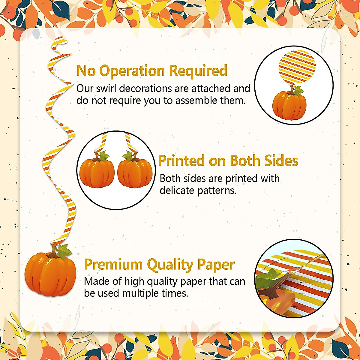 WEEPA 24 Pieces Fall Pumpkin Hanging Swirls Maple Leaves Swirls Decorations Fall Thanksgiving Ceiling Hanging Decorations for Home Autumn Thanksgiving Harvest Decor Party Supplies (Maple)