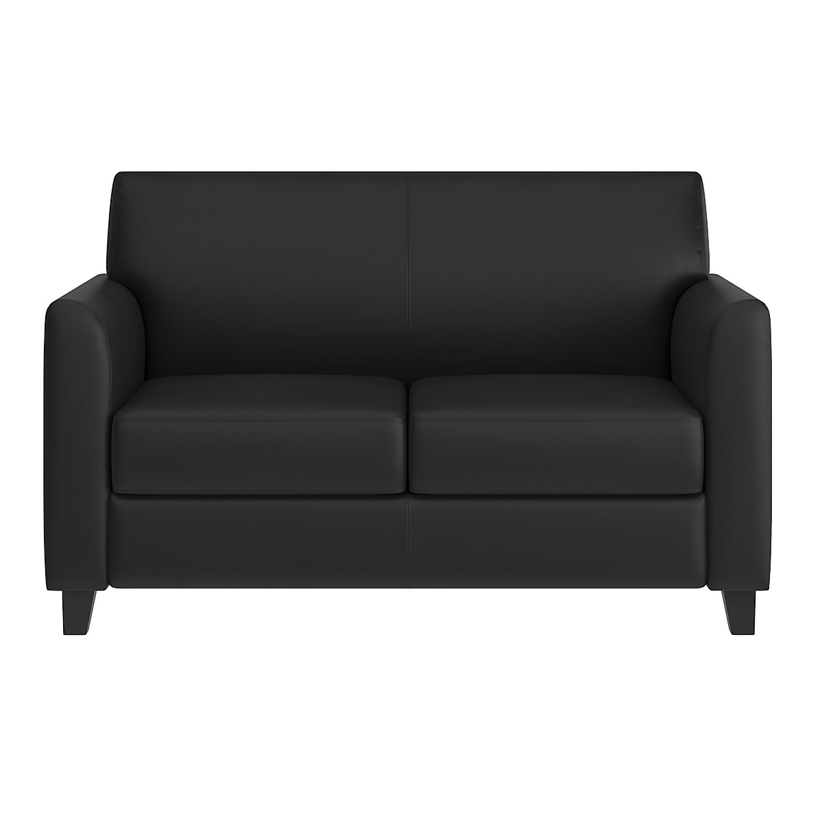Flash Furniture Hercules Diplomat Series LeatherSoft Upholstered Loveseat, Modern Small Sofa for Living Room or Office, Black