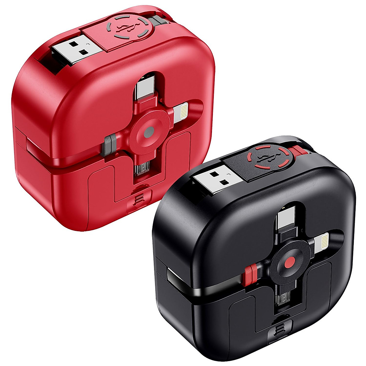 4.5A Multi Charger Cable - Retractable 3-in-1 USB with Lightning/Type C/Micro Ports - 2 Pack 4Ft Fast Sync for iPhone, Samsung, LG, Huawei, Tablets