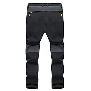 TACVASEN Men's Ski Pants Waterproof Pants Snow Pants Winter Pants Fleece Lined Work Pants Hiking Pants Mountain Climbing Pants Black