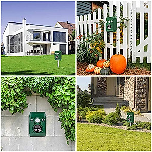 FAYINWBO Latest in 2022 Outdoor Ultrasonic Animal Repeller. Solar Animal Repellent.with Flashing LED Lights, Siren Expelled Cats, Dogs, Rac Green