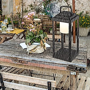 AMERCOT LED Outdoor Table Lamp Portable Rechargeable Metal Aluminum Patio Table Lantern IP54 Waterproof 35W 3000K Cordless Table Lamps Dimming Lantern Suitable for Camping, Courtyards,Garden,Reading