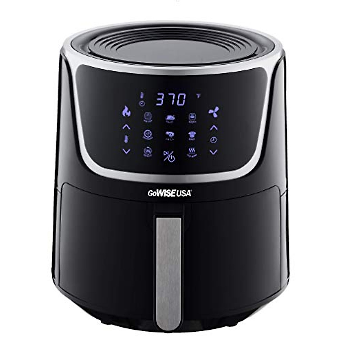 GoWISE USA GW22956 7-Quart Electric Air Fryer with Dehydrator & 3 Stackable Racks, Led Digital Touchscreen with 8 Functions + Recipes, 7.0-Qt, Black/Silver