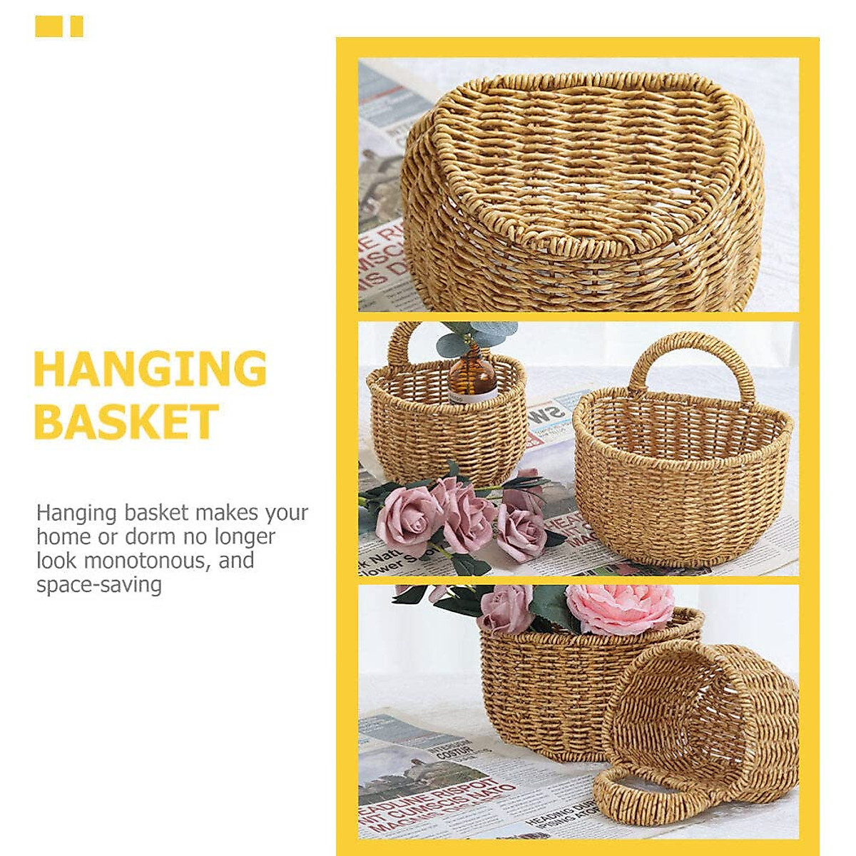 BESTOYARD 2pcs Woven Storage Basket shelf basket sundries storage basket rattan wall outdoor pots hanging rattan basket baskets jute small storage basket wall flower basket bread flowers pp