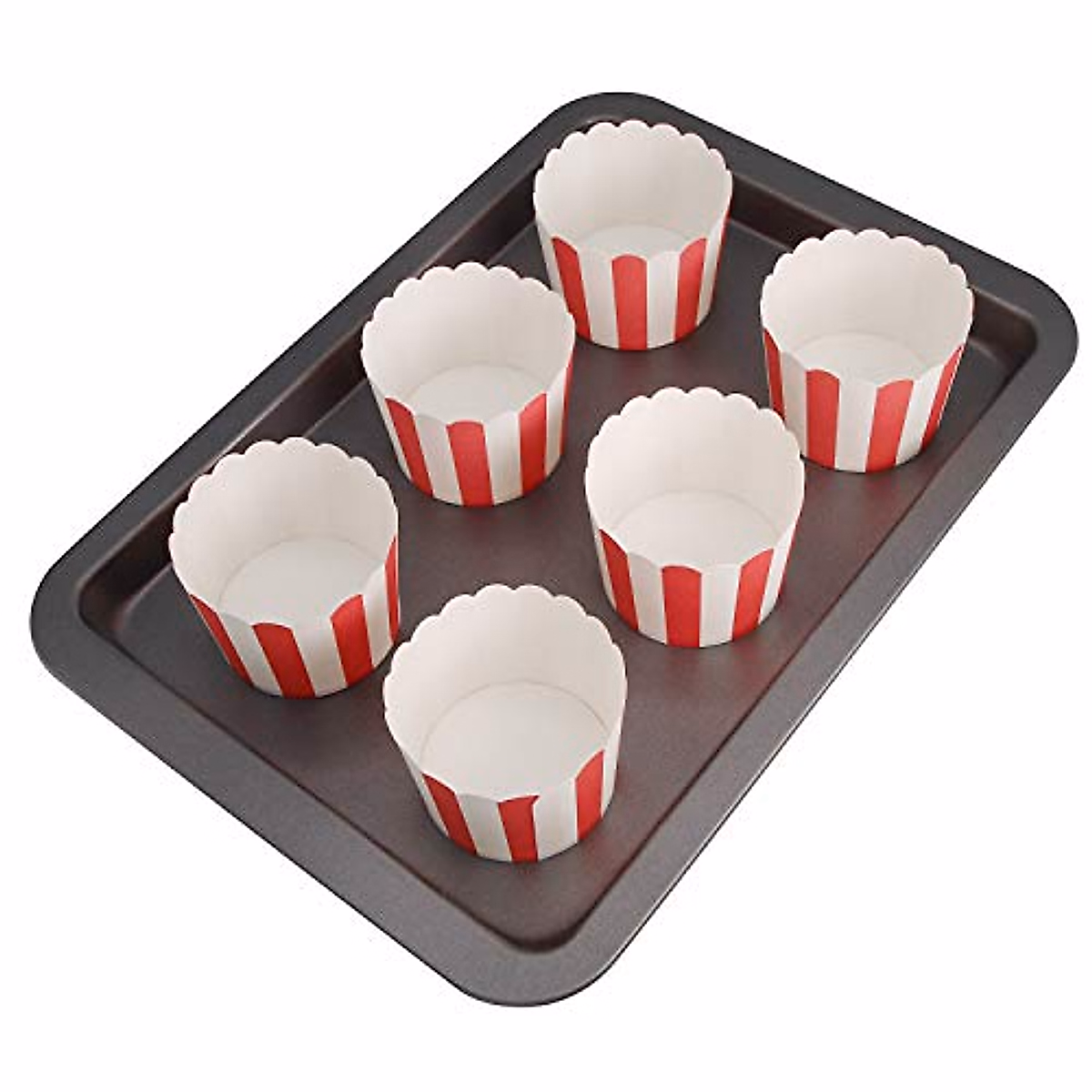 50-Pack Muffin Cups Baking Paper Cup Cupcake Muffins Liners Red and White Stripes Baking Cups, Bottom Dia 2.3 Inch