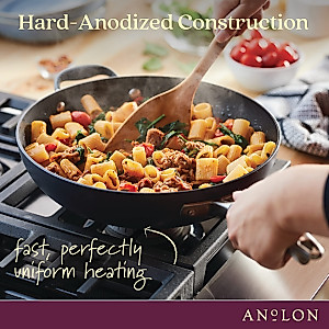 Anolon Advanced Home Hard Anodized Nonstick Frying/Saute/All Purpose Pan with Lid and Helper Handle, 12 Inch, Moonstone Dark Gray