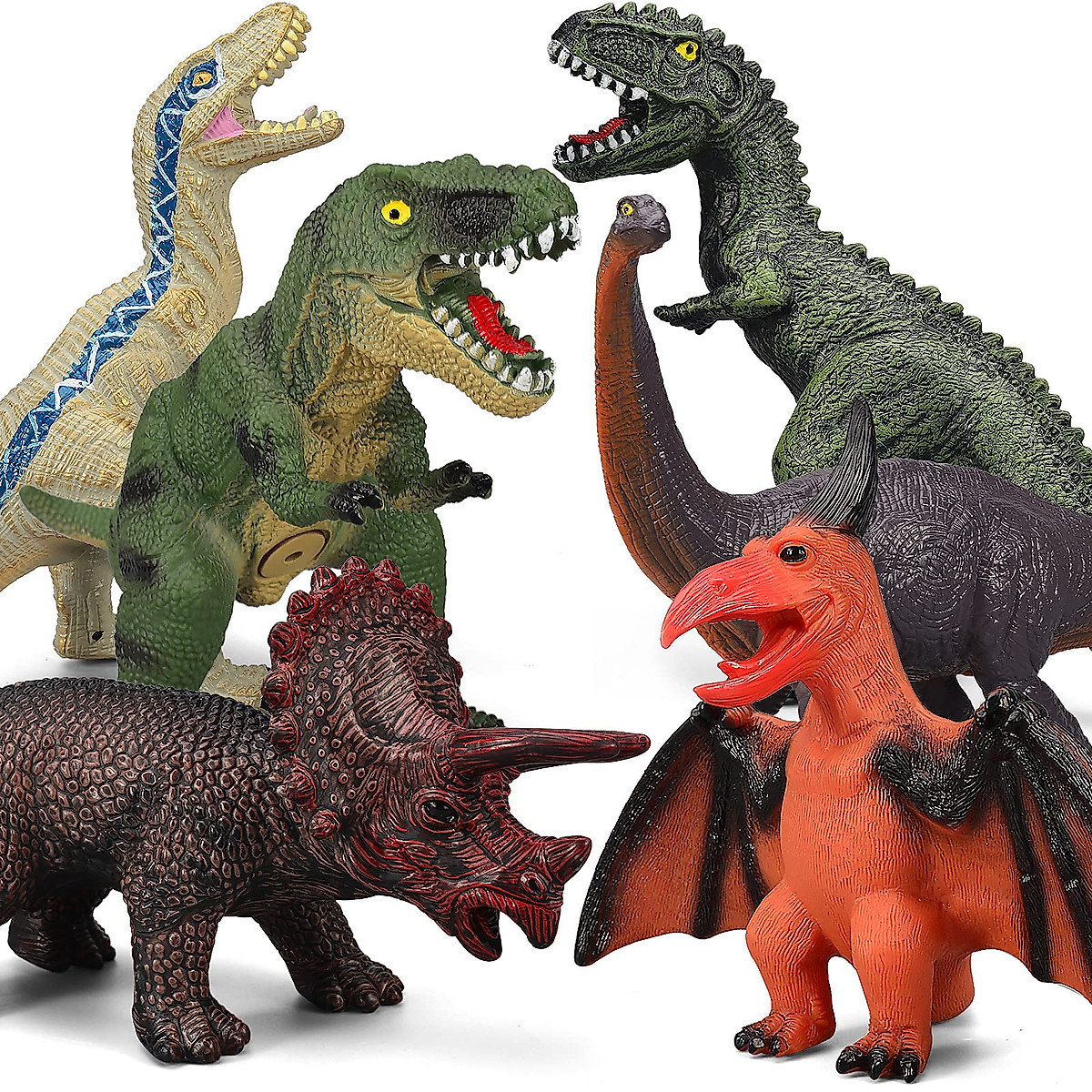 Gzsbaby 6 Piece Jumbo Dinosaur Toys for Kids and Toddlers, Dinosaur Toys for Kids 3-5, Large Soft Dinosaur Toys for Dinosaur Lovers - Perfect Dinosaur Party Favors, Birthday Gifts