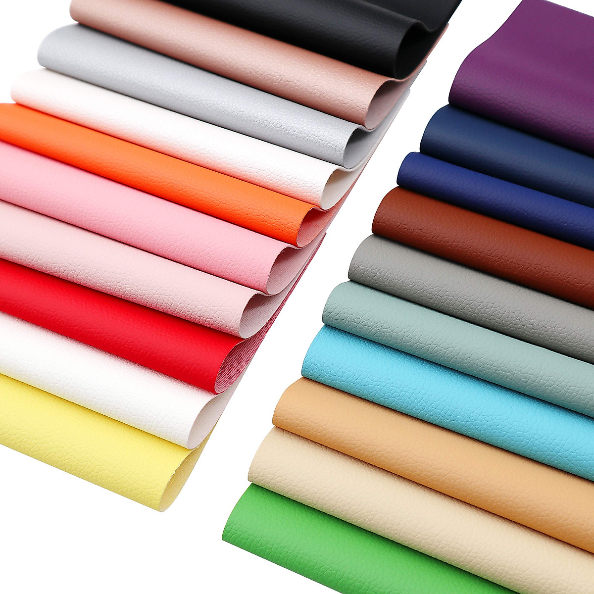 ZAIONE Solid Faux Leather Sheets: Grain Colors Leather 20Pcs 8x6 Inch Plain Texture Leather Black Red White PU Bundle for Earring Bows Crafts