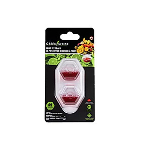 GREENSTRIKE 2-PACK Premium Fruit Fly Traps For Indoors | 2 Pre-Filled Lures Effectively Trap Flies Indoors | Easy Effective and Safe to Use | Food-Based Lure/Bait Catcher | Red