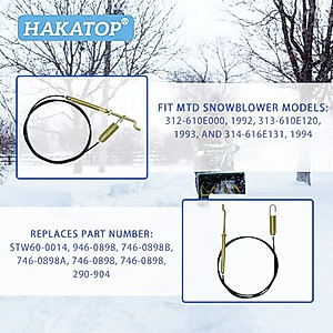 HAKATOP 946-0898 946-0898 Clutch Drive Cable for MTD 746-0898 746-0898A 746-0898B 312-610E000 Snowblower Cable
