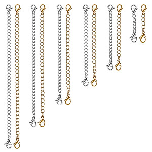 Necklace Extender, 10 PCS Chain Extenders for Necklaces, Premium Stainless Steel Jewelry Bracelet Anklet Necklace Extenders (5 Gold, 5 Silver), Length: 2" 3" 4" 5" 6", by UUBAAR
