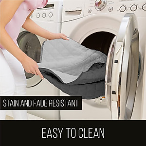 Sofa Shield Loveseat Slip Cover with Patented Strap, Cushion Protector, Reversible Stain, Dog Tear Resistant Slipcover, Quilted Microfiber 54” Seat, Washable Covers, Dogs Pets Kids Light Gray Charcoal