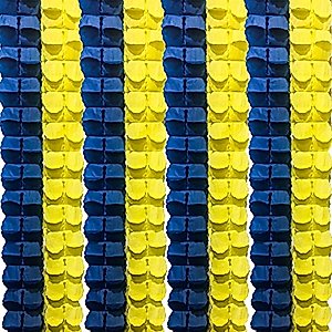 Four Leaf Clover Paper Garland Blue and Yellow Theme Party Reusable Foldable Towel Garlands Streamers for Wedding and Event Party Decorations Hanging Paper Flowers Decorative,12PC(3.6M / 9.8 FT)