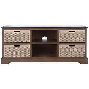 SAFAVIEH Home Collection Landers Brown 4-Drawer Media Stand (up to 55-inch Flat Screen TV)