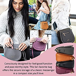 KEDZIE Camden Classic Mini Messenger in Vegan Leather Crossbody Bag Cell Phone Purse for Women - Black