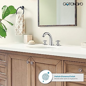gotonovo 3 Hole Deck Mount 2 Handles Lavatory Basin Bathroom Sink Faucet with Pop Up Drain with Hot and Cold Mixer Valves 8 Inch Widespread Bathroom Faucet Chrome Polished Double Cross Handle
