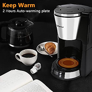 Gardcare 10-Cup Coffee Maker: 24-hour Programmable Coffee Machine, Smart Touch Screen, Stainless Steel Glass Carafe Pot with Brew Strength Control, Automatic Anti-Drip System, Black