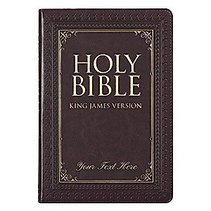 Personalized Bible with Custom Text KJV Thinline Large Print Bible Dark Brown LuxLeather Indexed King James Version Custom Made Gift for Baptism Christenings Birthdays Celebrations