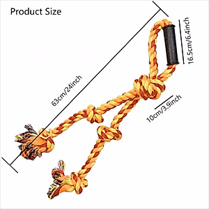 YORUWAN Dog Rope Toys for Aggressive Chewers Large Breeds, Interactive Toys,Tough Dog Chew Toys for Large and Medium Dogs, Indestructible Dental Cleaning Dog Tug of War Toys (Orange)
