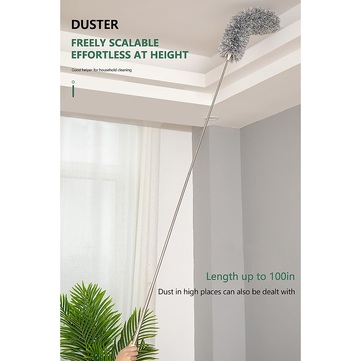 SetSail Duster with Extension Pole 110-inch Extra-Long Dusters for Cleaning, Bendable Microfiber Head Washable Ceiling Fan Duster for High Ceilings, Furniture