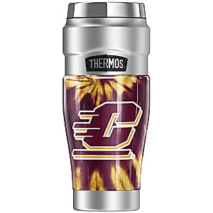 THERMOS Central Michigan University OFFICIAL Tie-Dye STAINLESS KING Stainless Steel Travel Tumbler, Vacuum insulated & Double Wall, 16oz