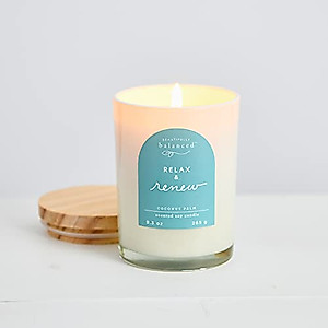 Beautifully Balanced Scented Lidded Glass Soy Candle, Relax + Renew, 9.3 oz.