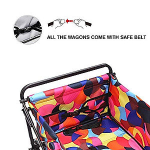 WHITSUNDAY Collapsible Folding Garden Outdoor Park Utility Wagon Picnic Camping Cart,Wagon Cart Heavy Duty Foldable for Picnic Camping Cart with Wheel and Bottle Holders Bubble