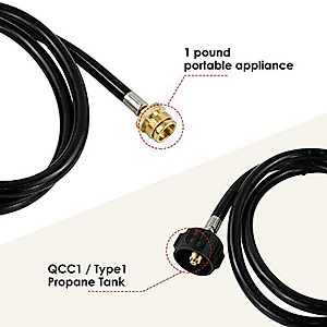 Uniflasy 7645 Cast Iron Cooking Grates Propane Tank Adapter Hose 5 Feet 1lb to 20lb Converter for Weber Q200, Q220, Q2000, Q2400 Series Gas Grills