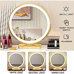 UTMACH Vanity Slate Tabletop Vanity Desk, Vanity Set with Adjustable Cabinet ＆ Makeup Chair, Dressing Table with Lighted Mirror ＆ Drawers Desk Sturdy