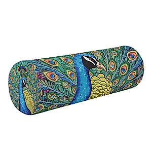SDMKA Cute Peacock Cervical Neck Roll Pillow - Bolster Memory Foam Pillow for Neck Pain Relief, 5.5 x 17 Inch Cylinder Pillow, Perfect Sleeping Support