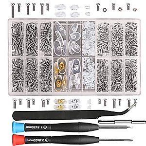 bayite Eyeglass Sunglass Repair Kit with Nose Pads (4 Types, 8 Pairs) Screws Tweezers Screwdriver 21 Types 1000Pcs Assortment Screws for Watch