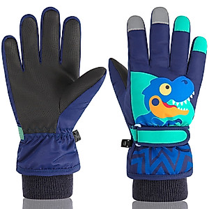 AMZTNLL Kids Winter Snow Ski Gloves Waterproof Cute Warm Gloves for Boys Girls Snowboard Gloves Outdoor Gloves Windproof