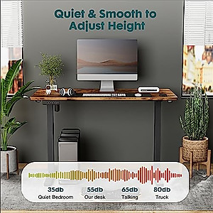 SMUG Electric Standing Desk with Memory Preset, Ergonomic Height Adjustable Table with T-Shaped Metal Bracket Modern Computer Workstations for Home Office, 4024, Rustic Brown