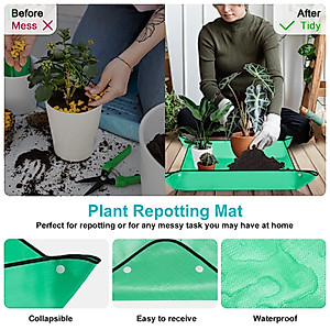 Garden Tool Set with Non Slip Rubber Grip,11 Piece Stainless Steel Gardening Tool Sets,Thickened Repotting Mat & Storage Tote Bag,Heavy Duty Outdoor Hand Tools Uprooting Weeding Tool, Ideal Gifts Blue