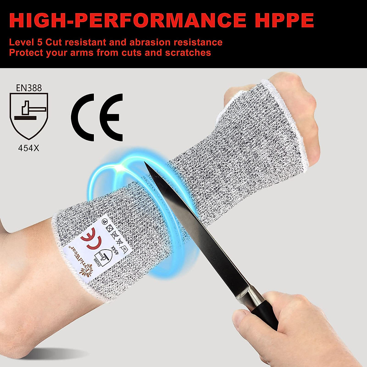 Evridwear Arm Protectors for Thin Skin and Bruising Cut Resistant Arm Sleeves Arm Guards Protective Sleeves for Men Women, without Thumb Hole L/XL