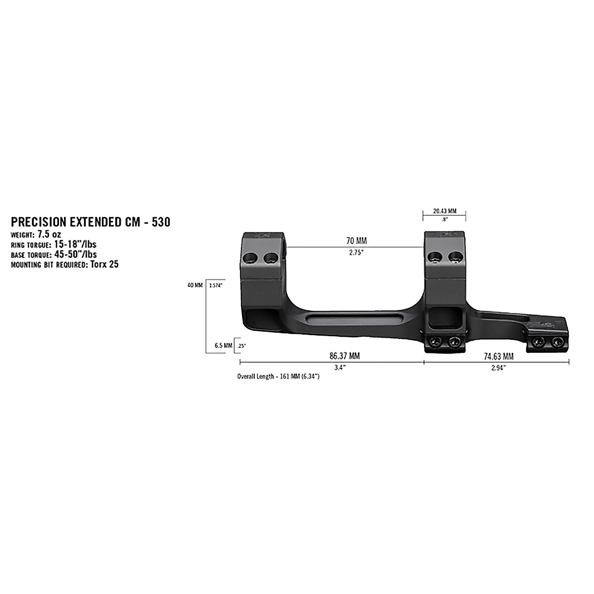 Vortex Optics Precision Extended Cantilever Mount - 30mm