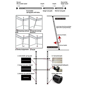 tonchean Floor to Ceiling Clothing Rack Tension Rod Clothes Rack Double 2-Tier Adjustable Clothes Garment Rack Heavy Duty Closet Organizer System