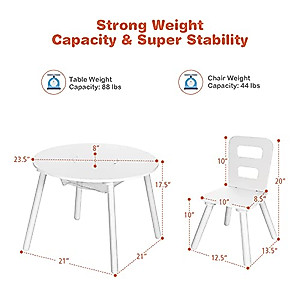 Costzon Kids Table and Chair Set, Wood Activity Table w/Center Mesh Storage, Children Furniture Gift for Boys & Girls, Ideal for Arts, Crafts, Snack Time, Homework, Toddler Table and Chair Set, White