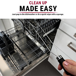 Captain Jax Waffle Fork for Belgian Waffles, Mulit-Use Stainless Steel Kitchen Tool with Silicone Handle, Beveled Prongs, Belgian Baking Accessory - One Size Black