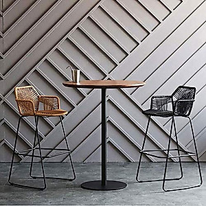 LAOHETLH Beige Rattan Bar Stool Bar Chairs Set of 2 Comfortable Simple and Beautiful Counter Chair Home Décor Rattan Barstools Chair with Footrest & Back