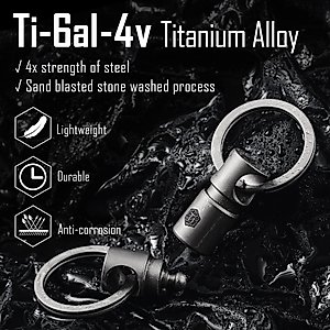 KeyUnity KA24 Detachable Key Ring Connector, Double-end Swivel Keychain Titanium Rotatable Key Organizer Linker for Carabine