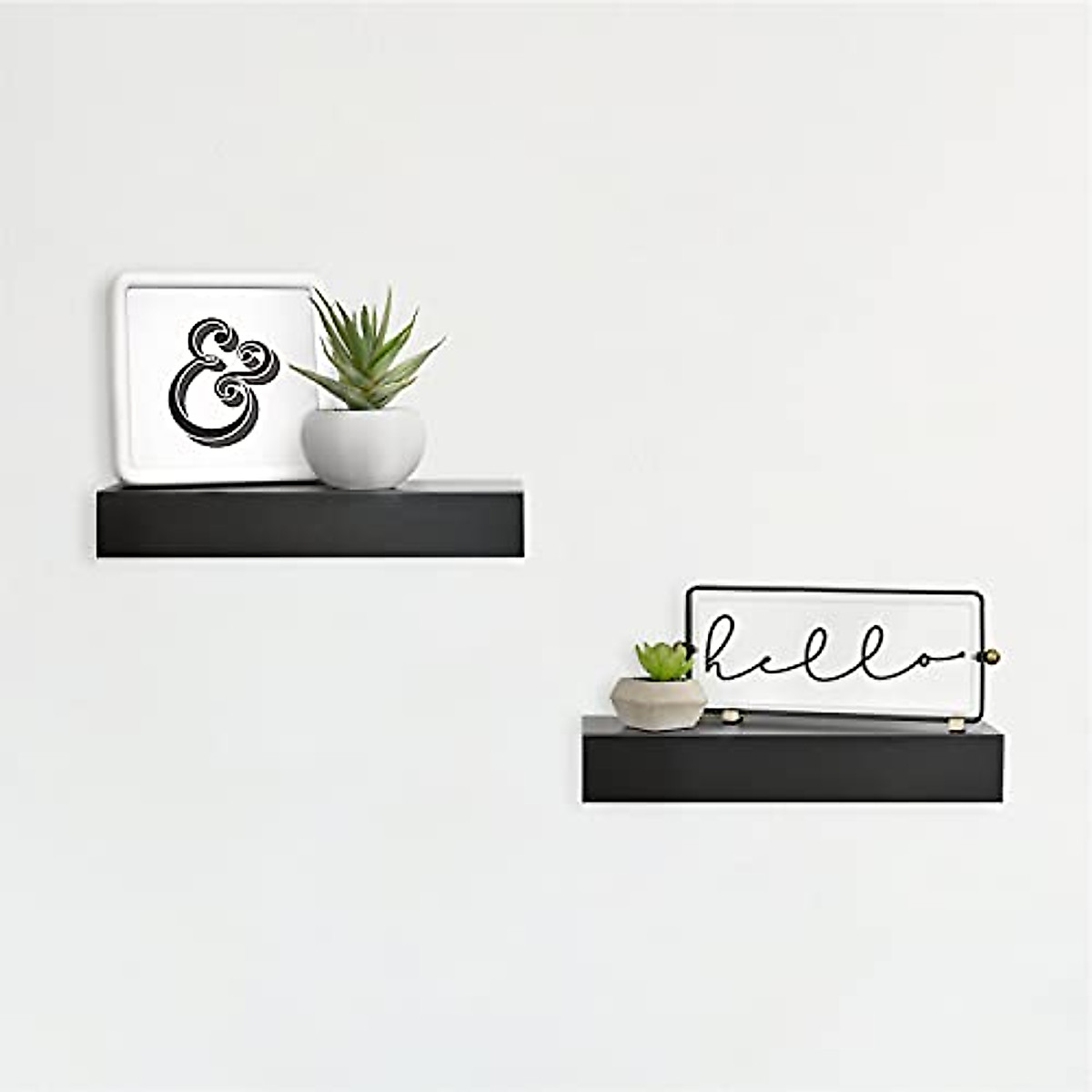 MCS Floating Shelf, Room Decor Wooden Shelf, Black, 12 x 4 Inch, Set of 2