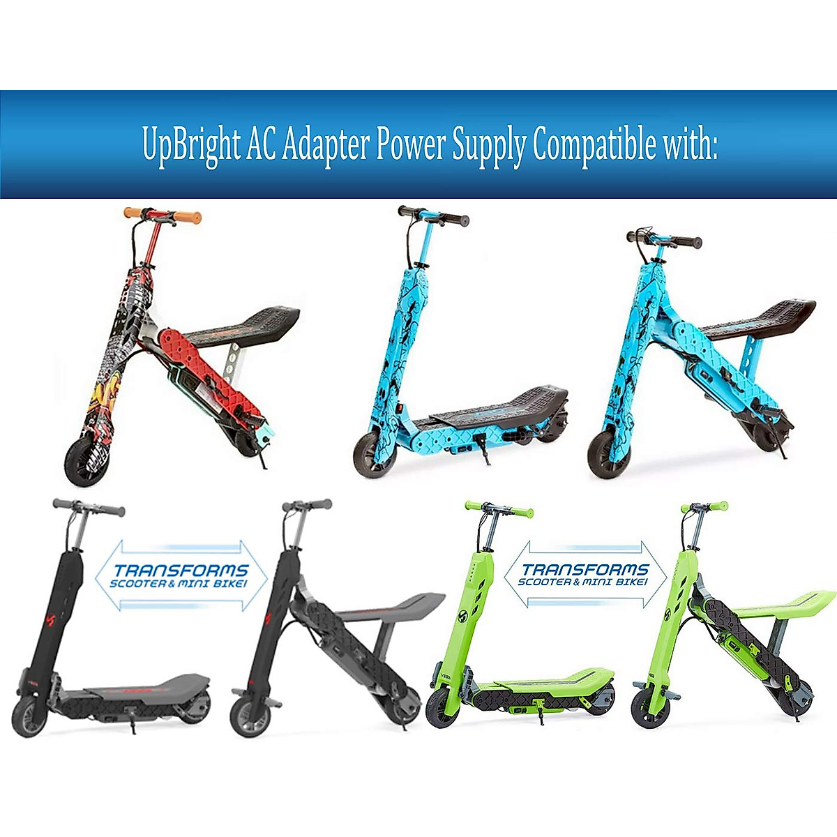 UpBright 24V 600mA AC/DC Adapter Compatible with VR Viro Rides Vega 2-in-1 100W 120W Transforming 24VDC Battery Electric Scooter Mini Bike Little Tikes 646089 486357 649141 652936 FY0172400600 Charger